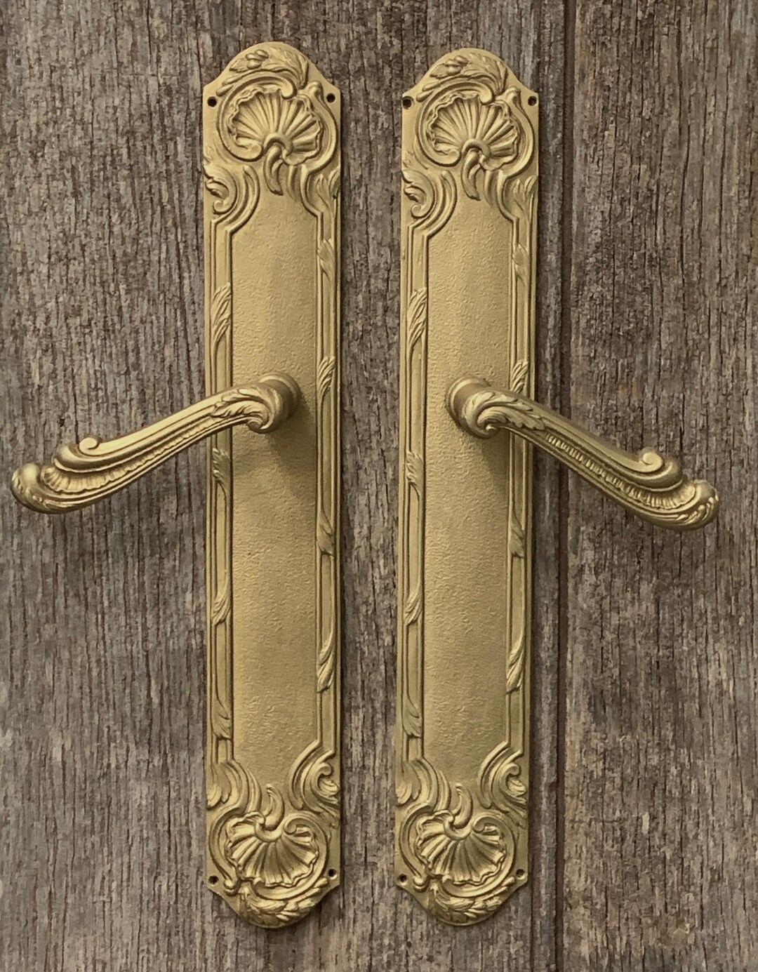 A Pair of Stylish Heavy Bronze Door Handles and Plates in the Rococo ...