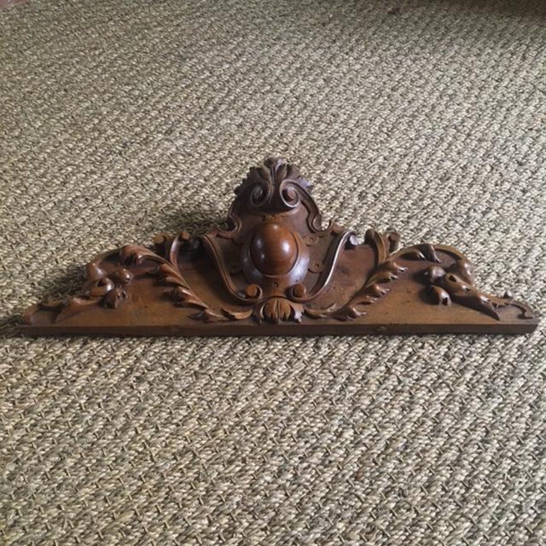 A Classic French Antique Wooden Pediment With a Beautifully Carved ...