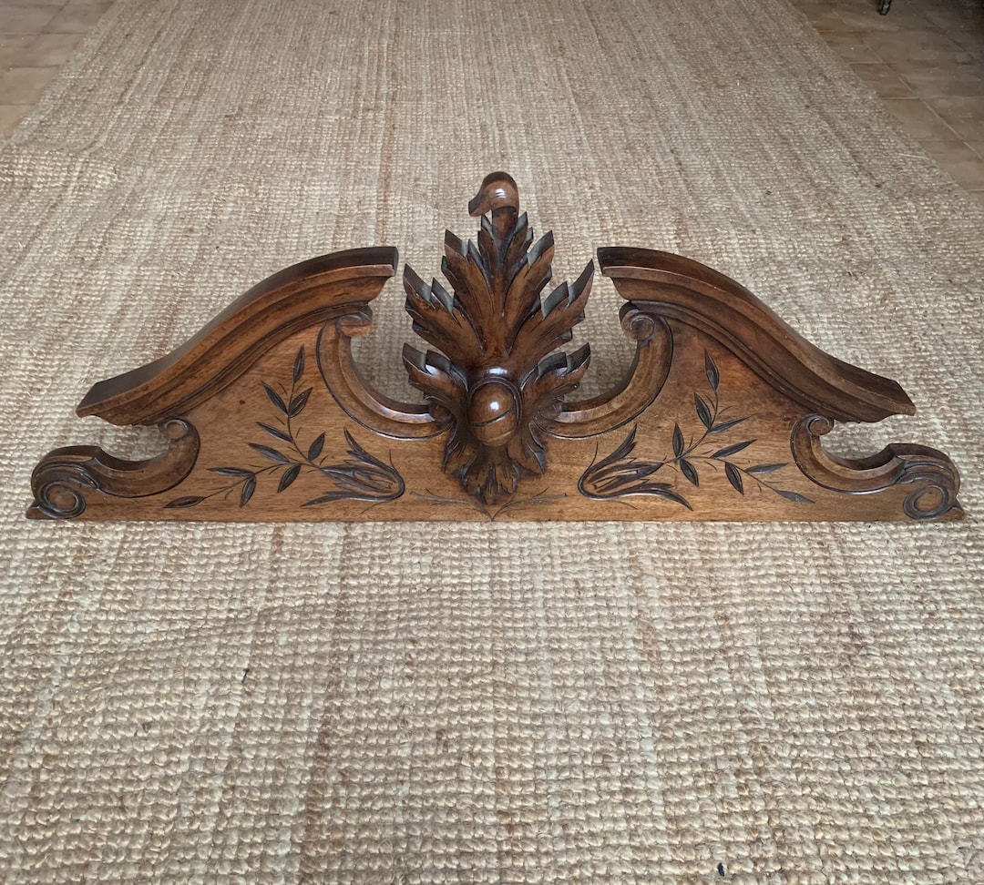 A Classic French Antique Wooden Pediment With a Beautifully Carved ...