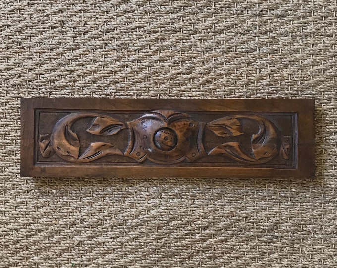 A Classic French Hardwood Antique Carved Wooden Panel With Naturalist ...