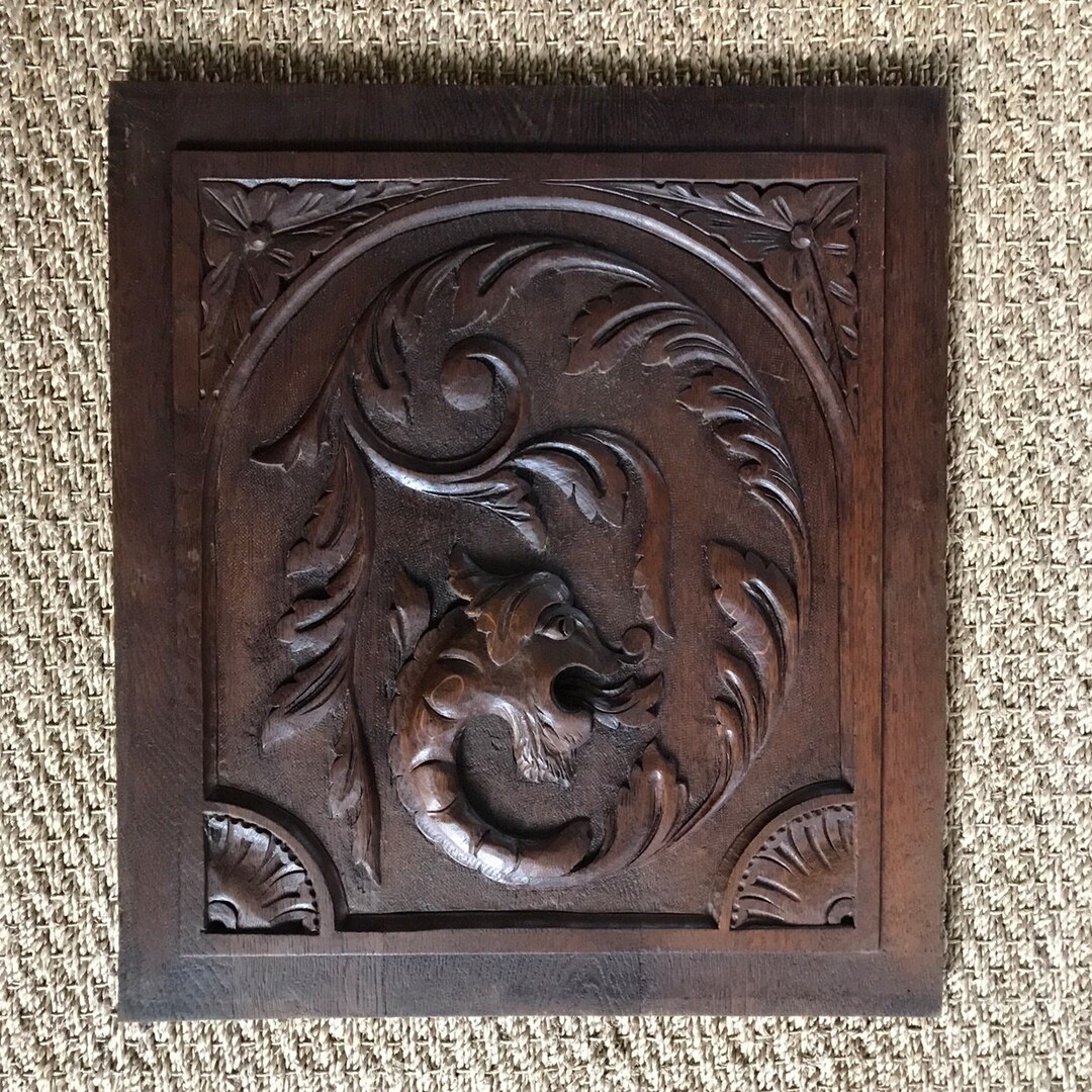 A Magnificent Antique French Carved Hardwood Panel With a Central ...