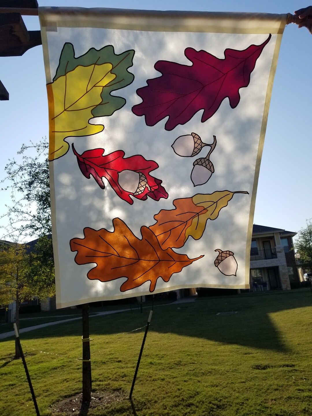 Autumn Leaves House Flag, Fall Leaves Flag, Applique House Flag ...
