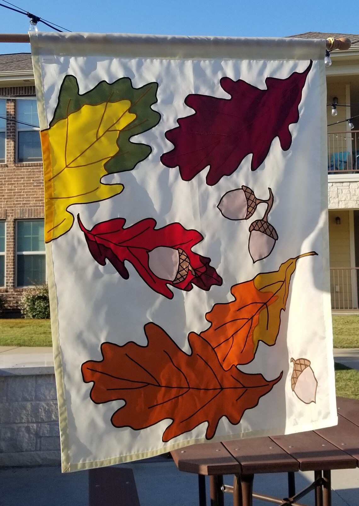 Autumn Leaves House Flag, Fall Leaves Flag, Applique House Flag ...
