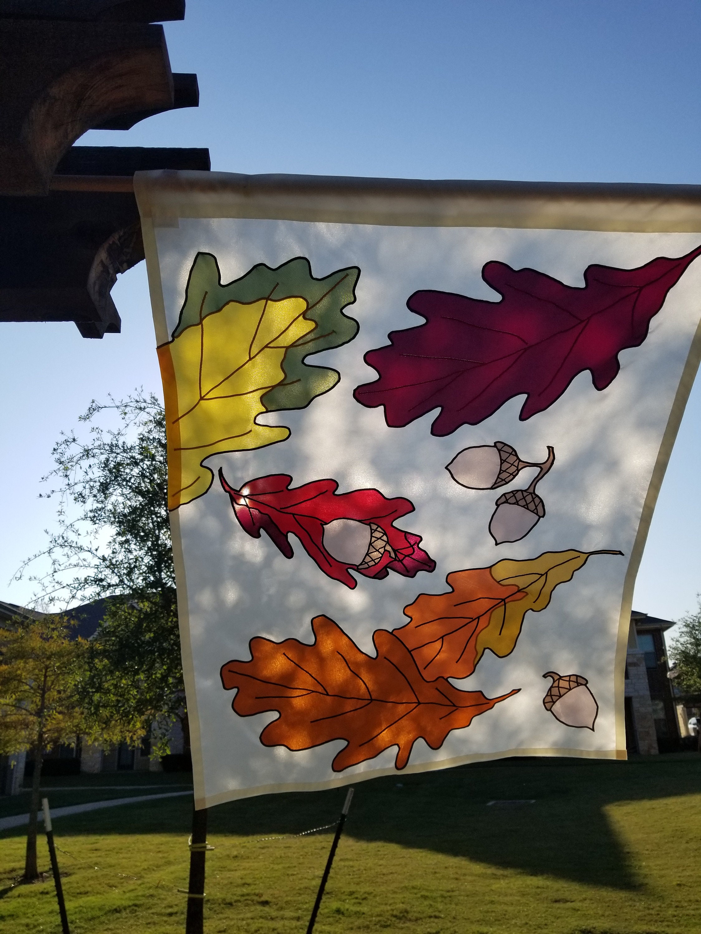 Autumn Leaves House Flag, Fall Leaves Flag, Applique House Flag ...