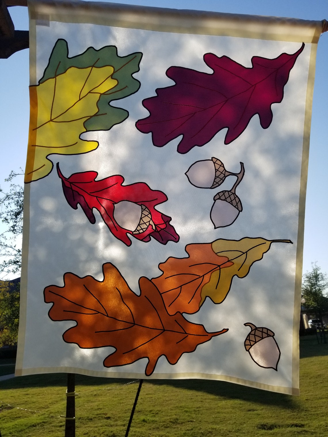 Autumn Leaves House Flag, Fall Leaves Flag, Applique House Flag ...