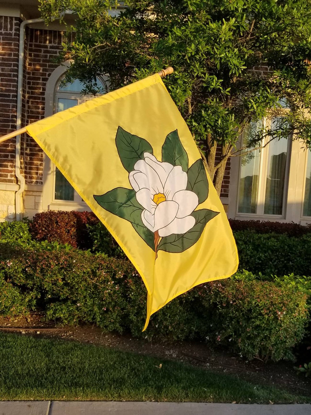 Magnolia Flower House Flag - Handmade Applique & Embroidery - Etsy