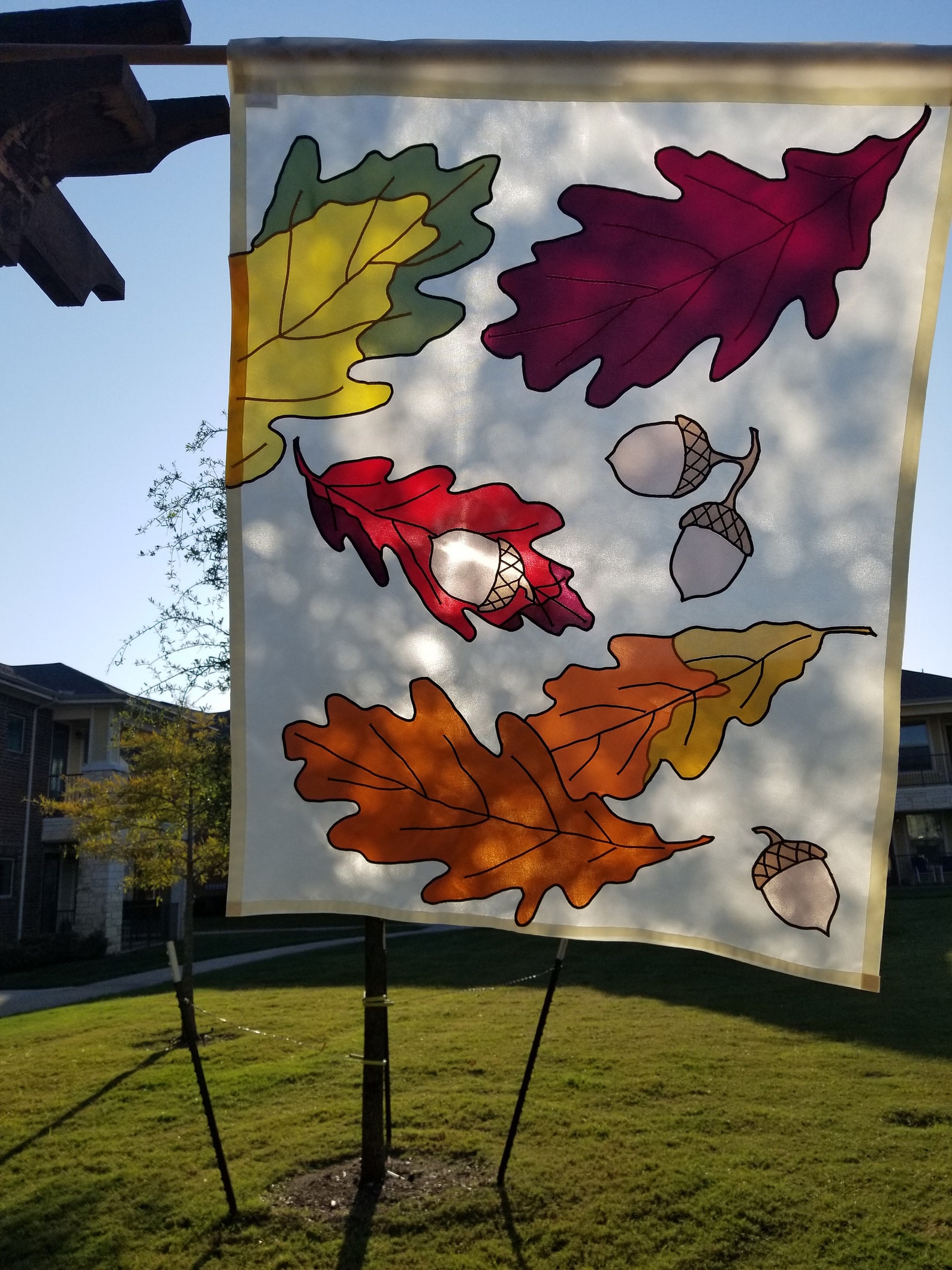 Autumn Leaves House Flag, Fall Leaves Flag, Applique House Flag ...