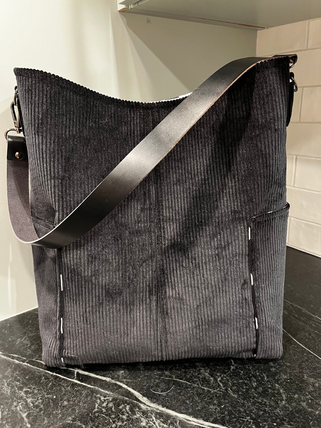Large Black Corduroy Compass Shoulder Bag Purse - Etsy