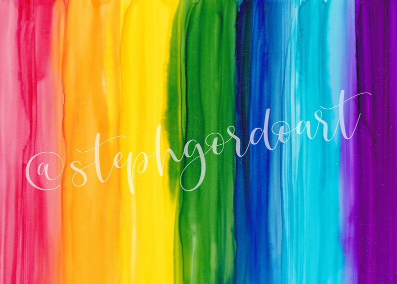 DIGITAL Rainbow Alcohol Ink Print - ROY G BIV 5x7 8x10 Wall Art ...