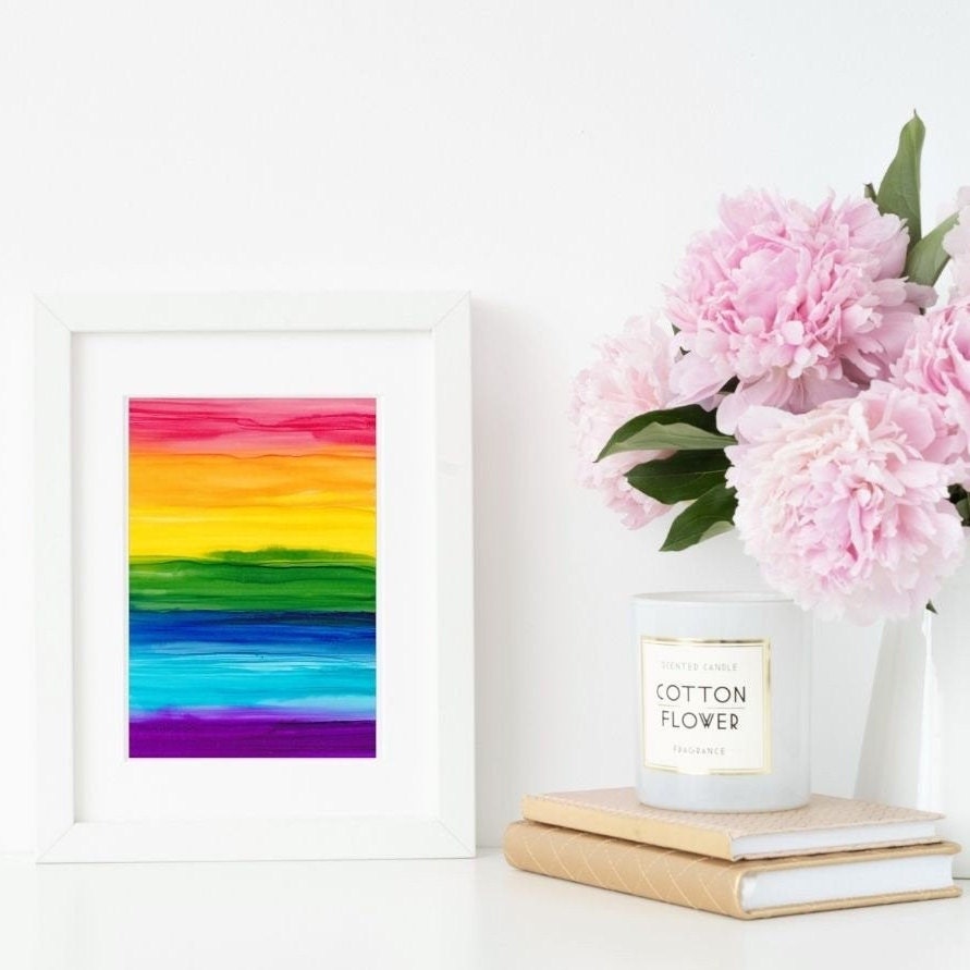 DIGITAL Rainbow Alcohol Ink Print - ROY G BIV 5x7 8x10 Wall Art ...