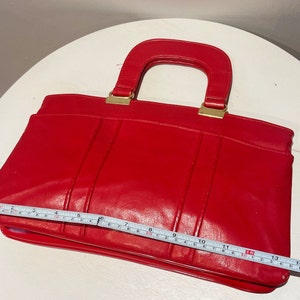 Vintage 70s Red Vinyl Top Handle Double Side Handbag With Gold Tone ...