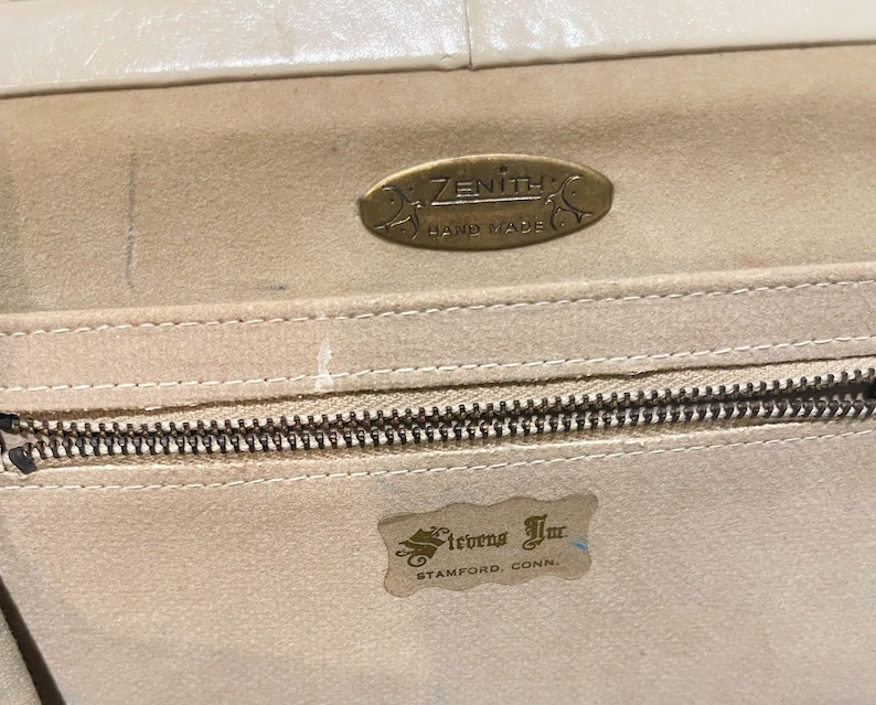 Vintage 60s Zenith Handmade Ecru Leather Top Handle Handbag - Etsy