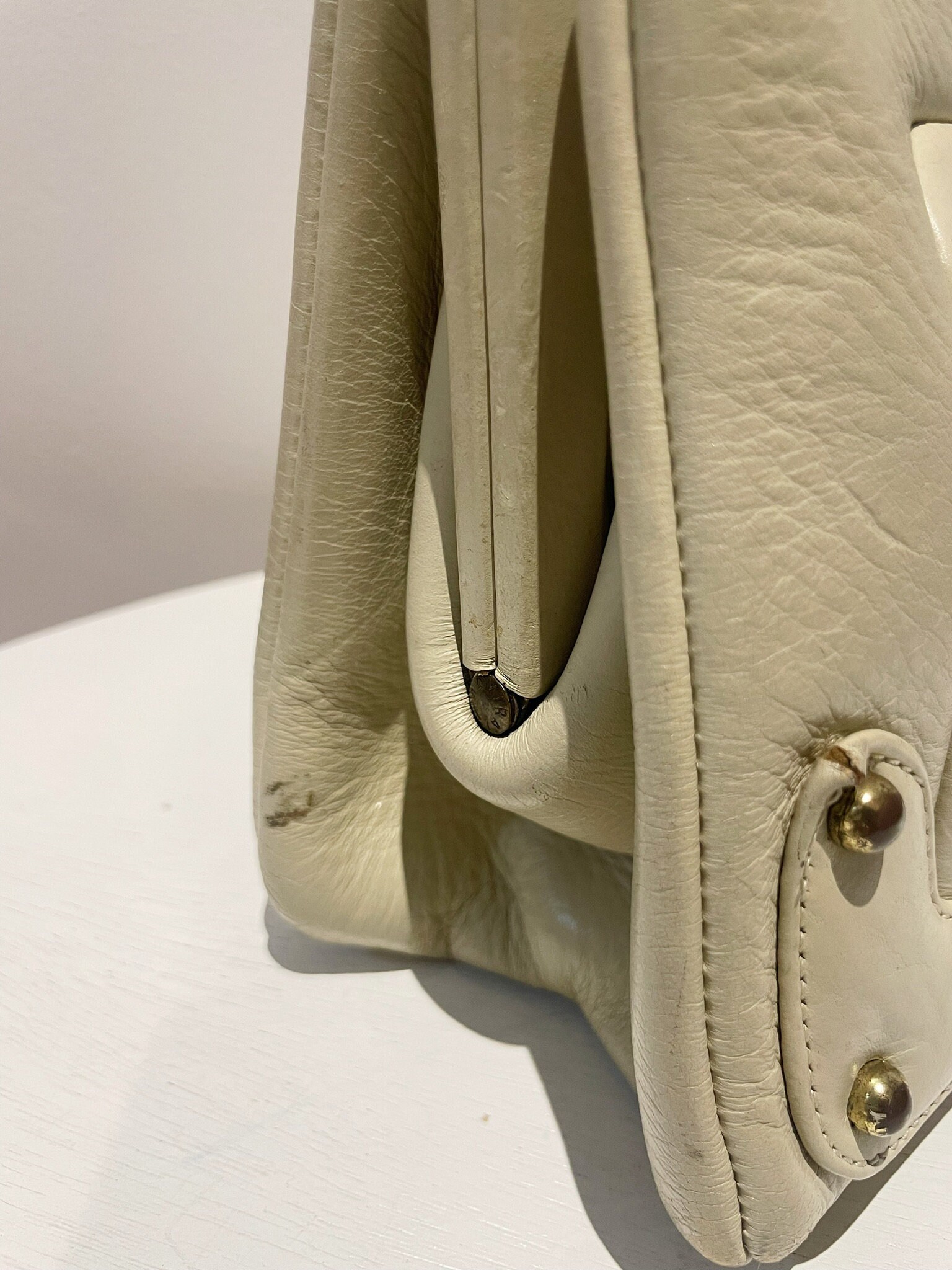 Vintage 60s Zenith Handmade Ecru Leather Top Handle Handbag - Etsy