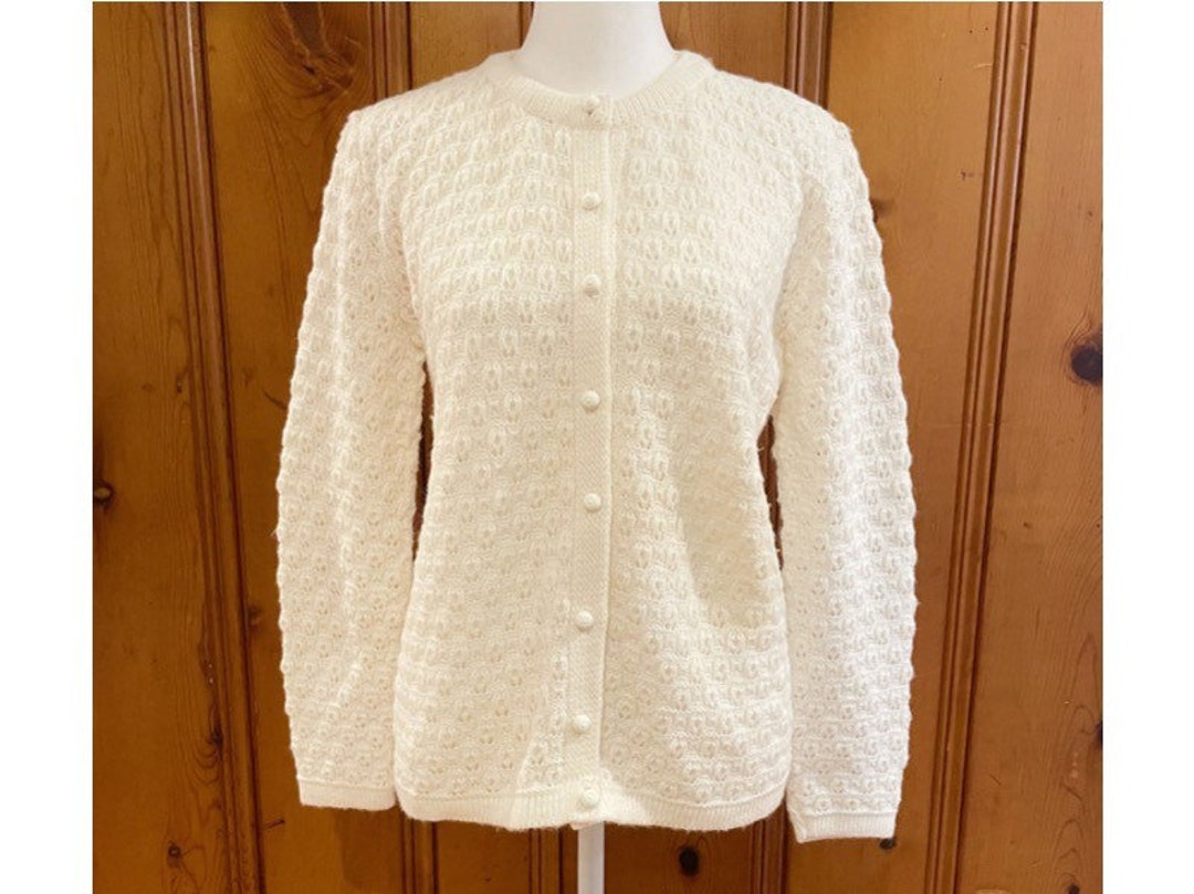 Vintage 50s Helen Harper White 3D Stitch Cardigan With White - Etsy