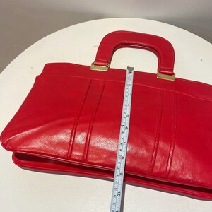 Vintage 70s Red Vinyl Top Handle Double Side Handbag With Gold Tone ...