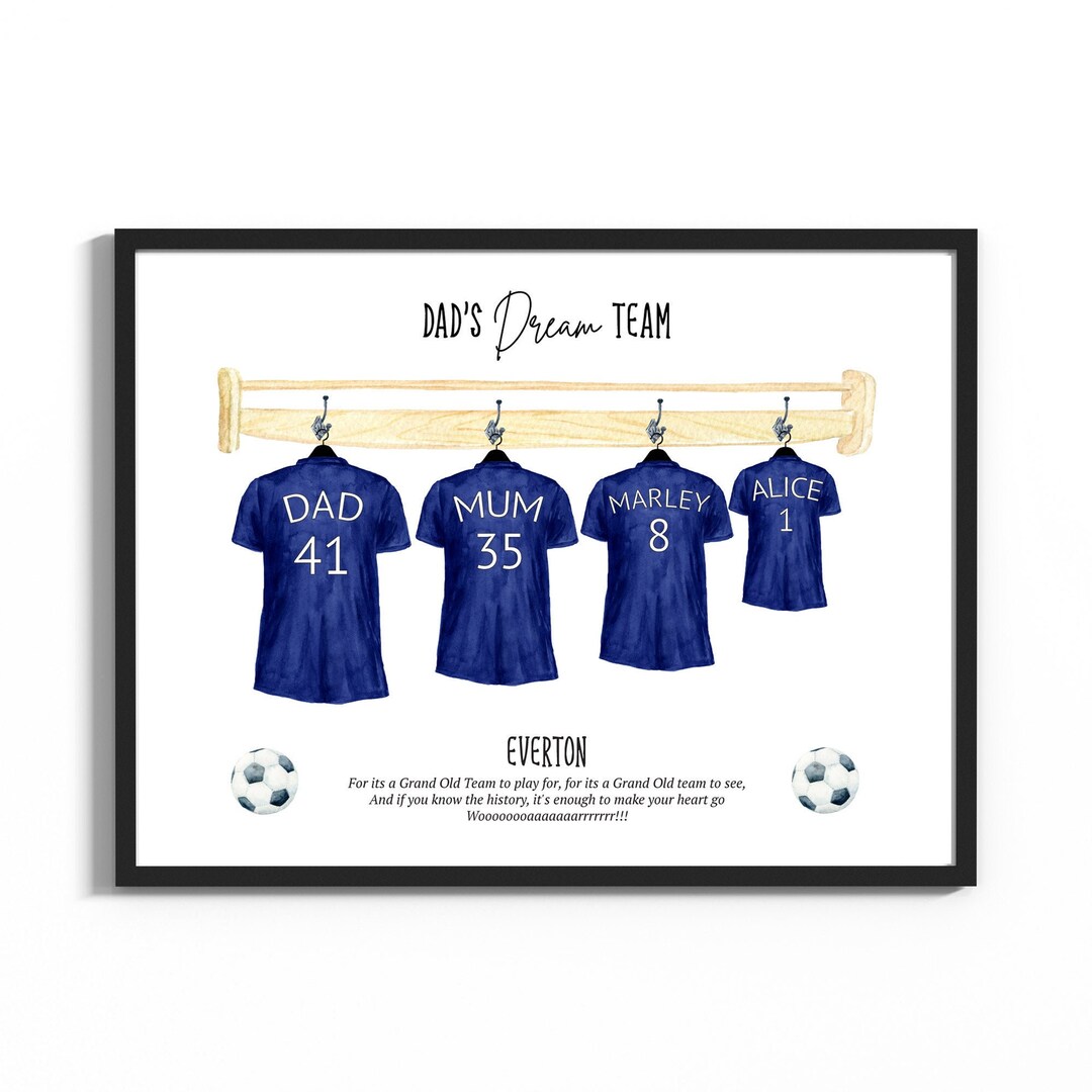 Personalised Football Shirt Print Football Family Wall Art - Etsy