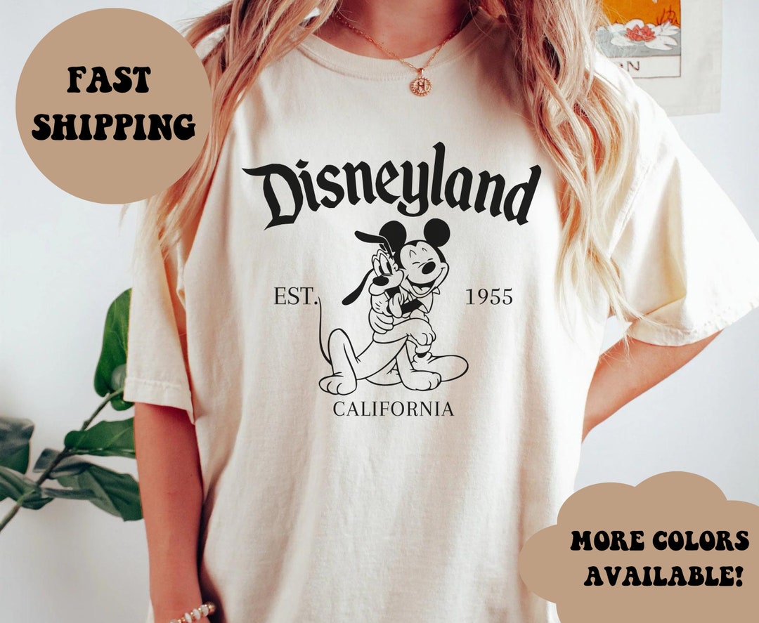 Retro Disneyland Comfort Colors Shirt: Mickey and Pluto EST 1955 - Etsy