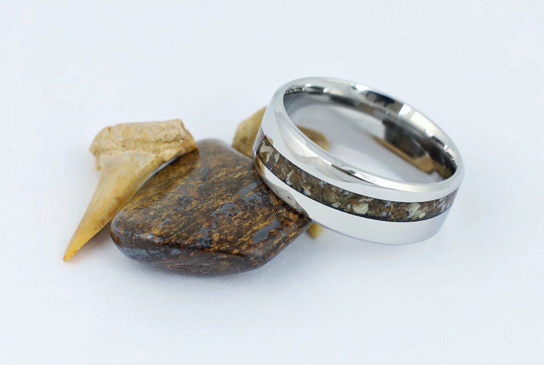 Stainless Steel Ring, Bronzite Ring, Shark Tooth Ring, Men Band, Unique ...