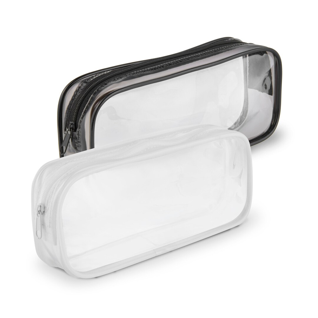 Large Clear Rounded PENCIL CASE Black / White School Exam Make - Etsy UK