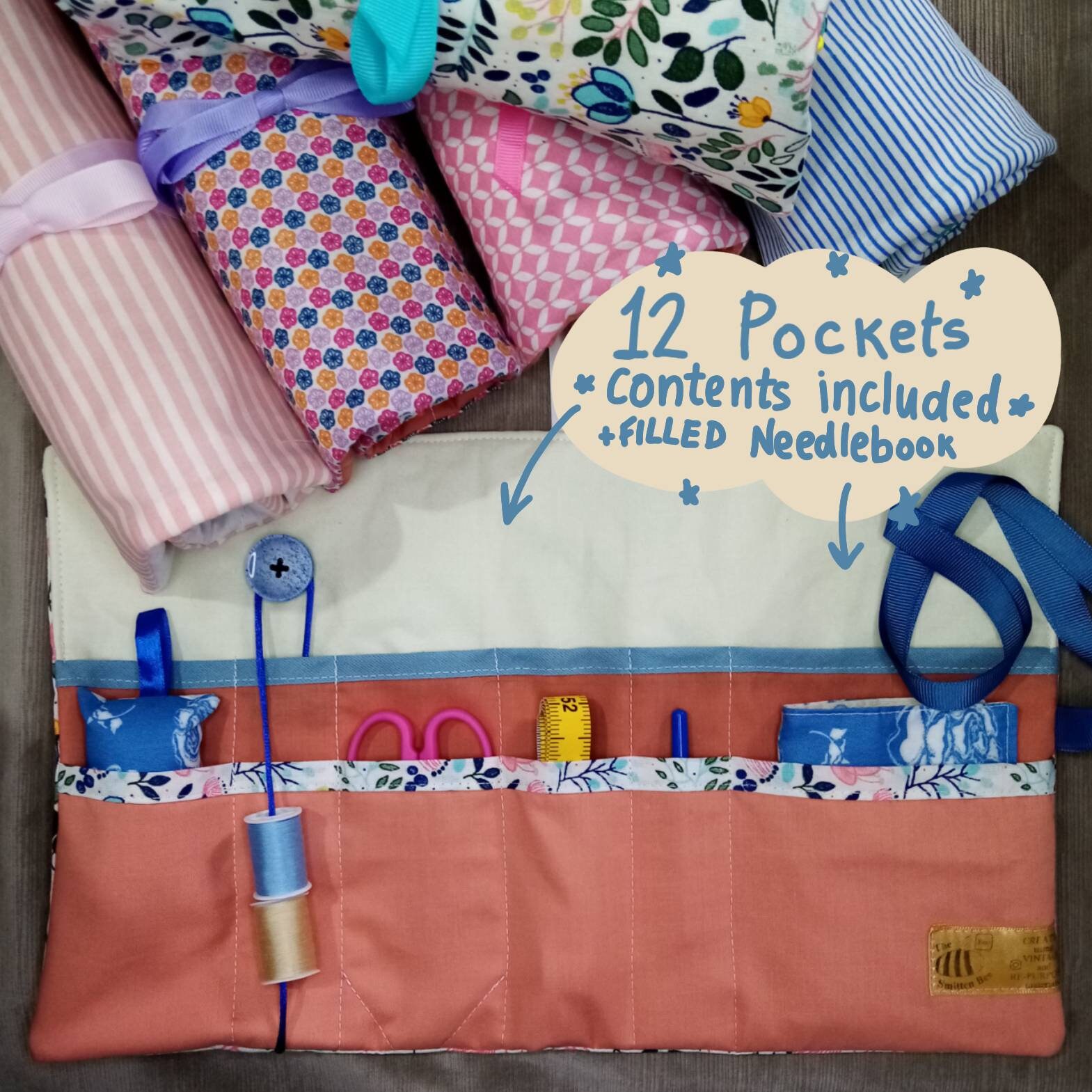 FILLED Handmade Luxury Sewing Kit Rolls With Included Equipment Set ...