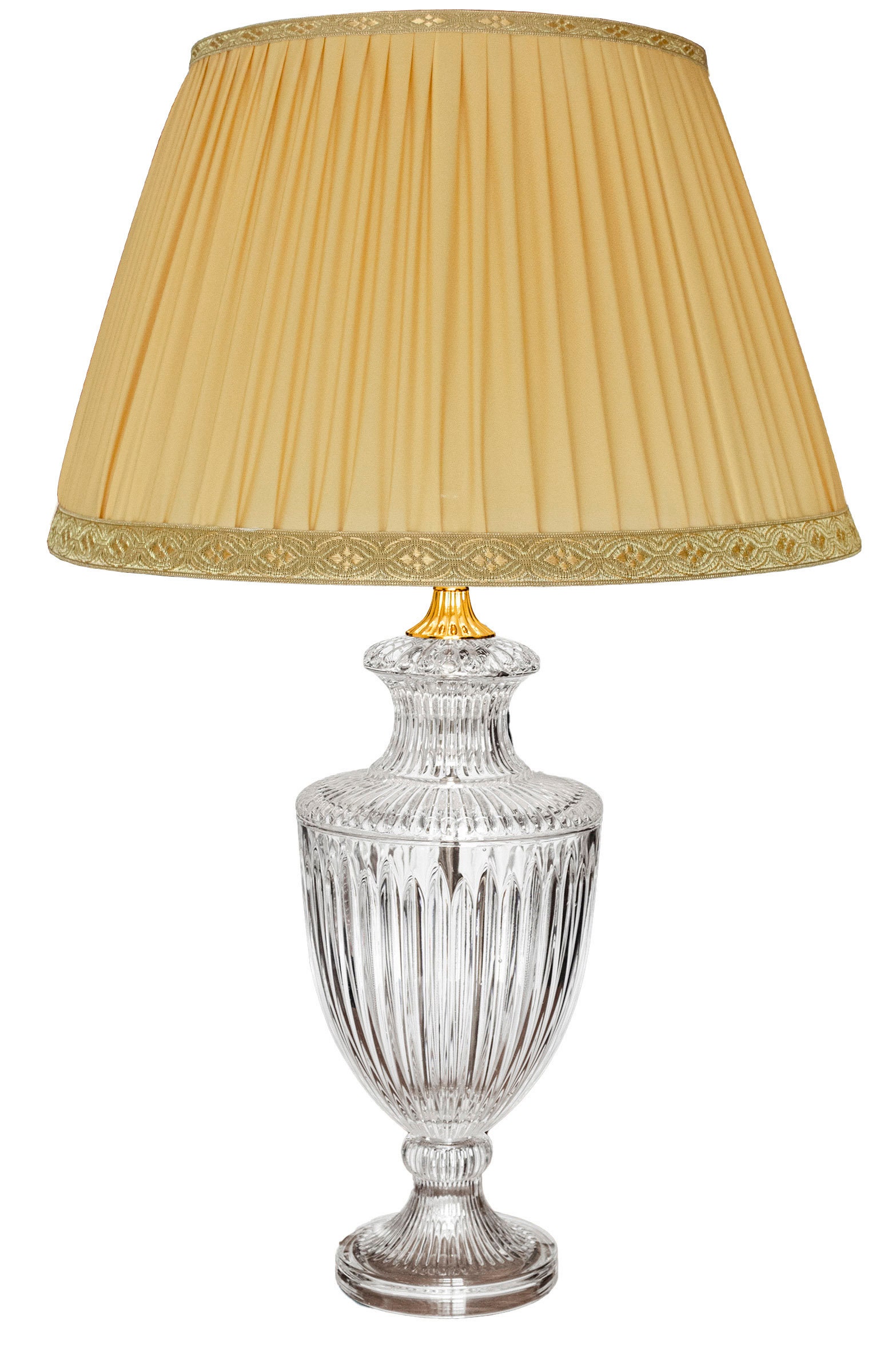 Large Classic Crystal Table Lamp With Pleated Silk Lampshade Made in ...