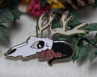 Cat Skull Enamel Pin - Etsy