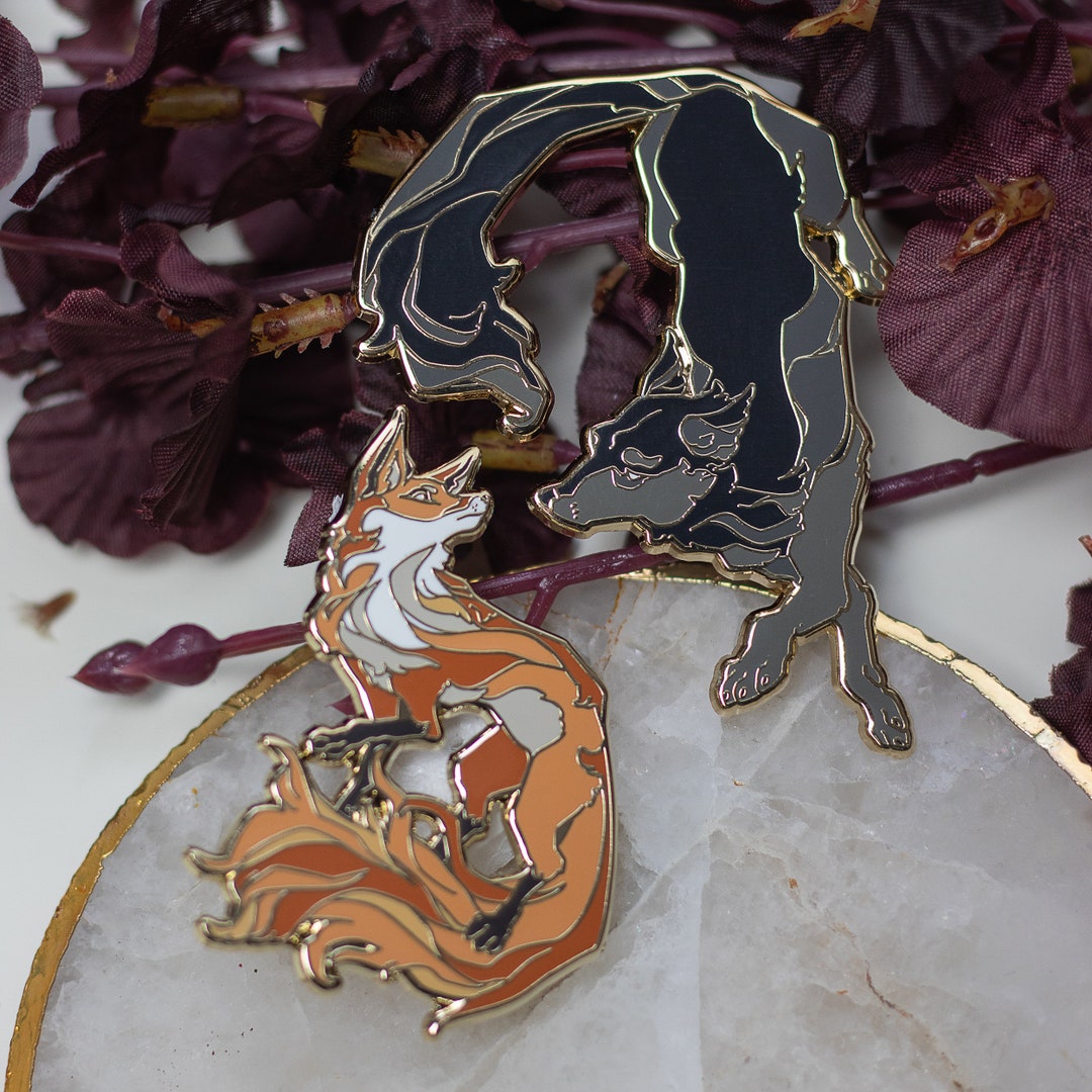 Fox&wolf Pin Set | Hard Enamel Pin | Wolf Forest Lapel Pin Collector ...