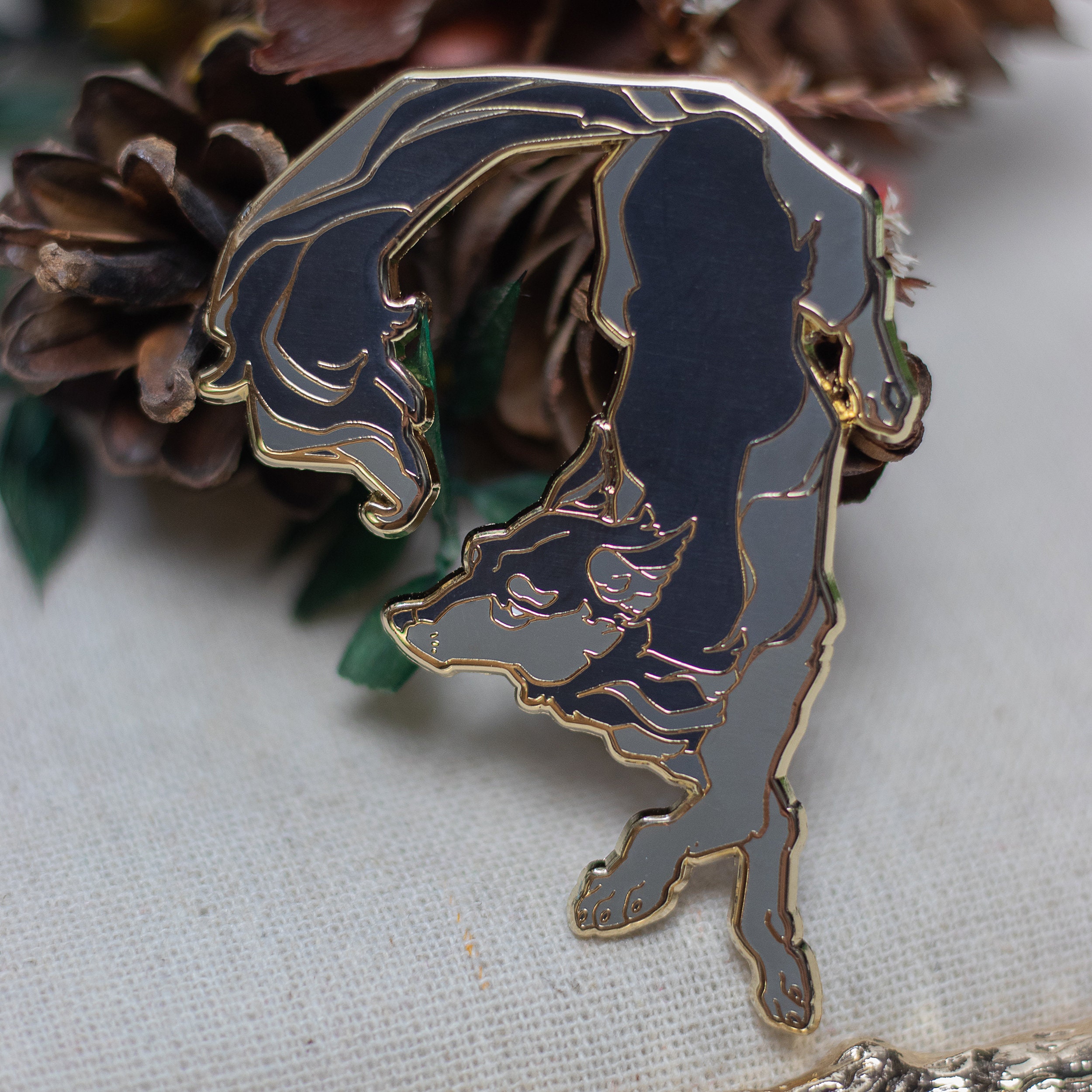 Wolf Hard Enamel Pin Wolf Forest Lapel Pin - Etsy