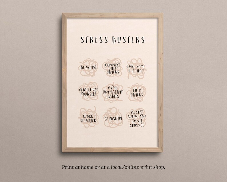 Stress Buster Poster: Mental Health Coping Techniques (digital Print ...