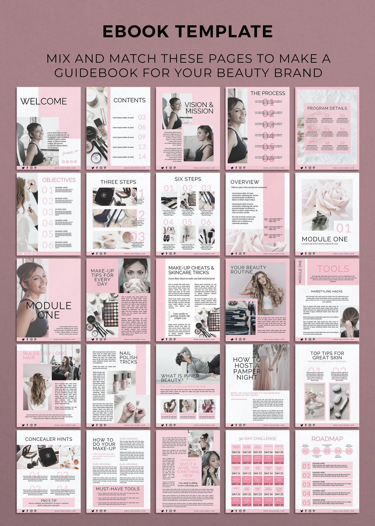 Beauty Blogger Canva Template Beauty Ebook Template Makeup | Etsy