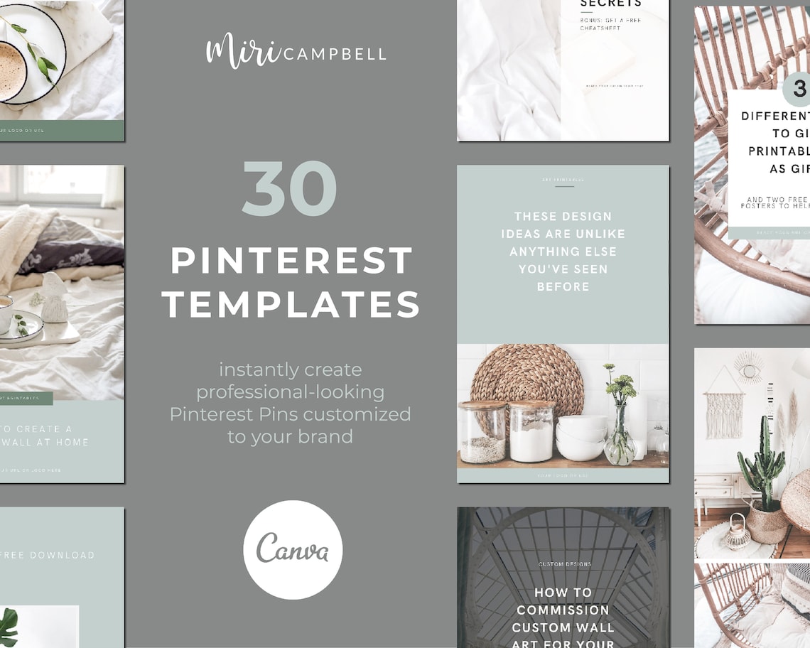 Pinterest Template Editable Canva Pinterest Template Set Pin | Etsy