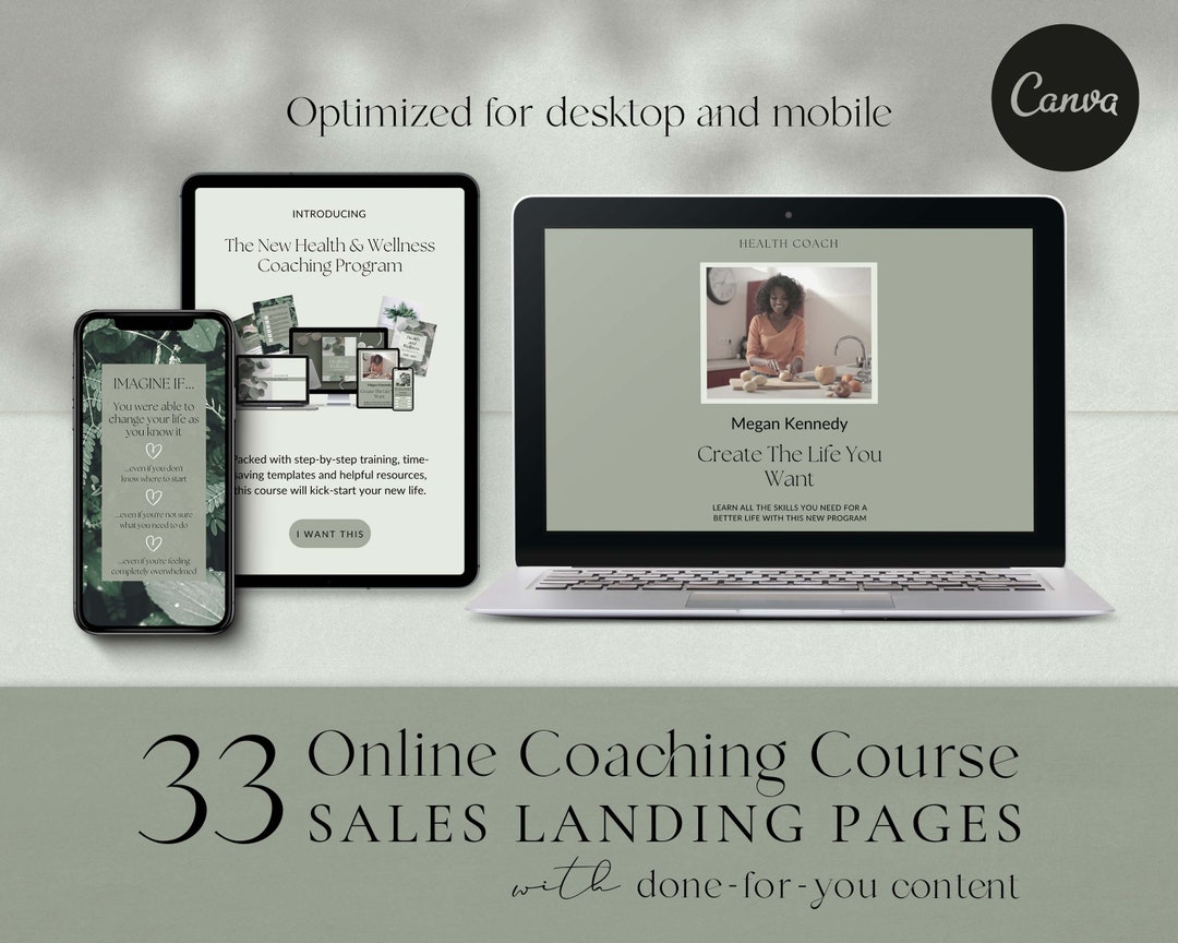 Online Course Sales Page Template, Sales Landing Page Template, Canva ...
