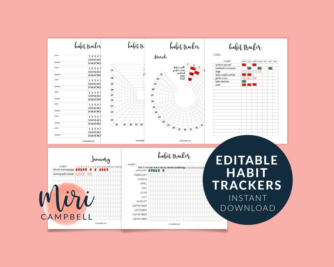 Habit Tracker Printable, Habit Tracking Kit, Habits Tracking, Habit Log ...