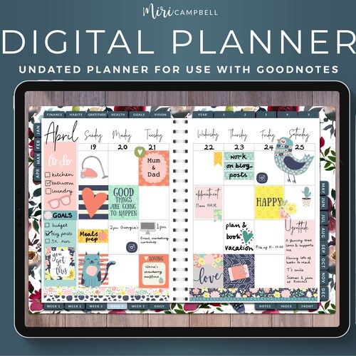 Digital Planner Undated Digital Planner for Goodnotes - Etsy