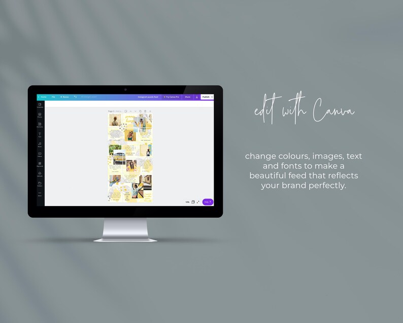 Yellow Instagram Puzzle Template: Emilia Canva Theme - Etsy