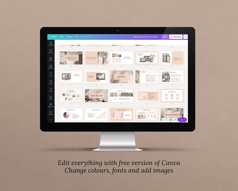 Amber Business Plan Template: 70-slide Canva Presentation - Etsy