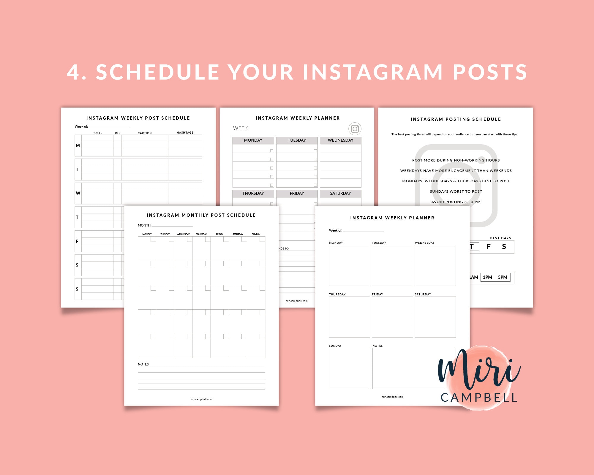 Instagram Planner Printable Instagram Planner Instagram | Etsy UK