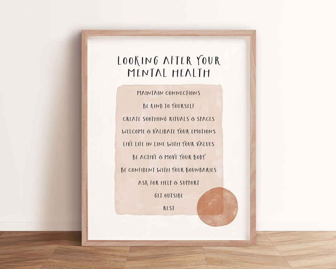 Looking After Mental Health Poster, Mental Health Digital Print, Mental ...