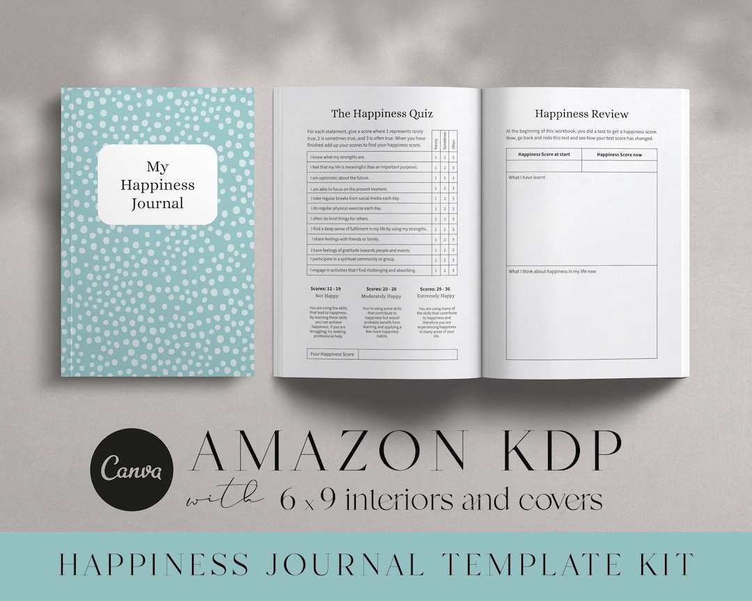 Happiness Journal Amazon KDP Canva Templates, KDP Templates, KDP Low ...