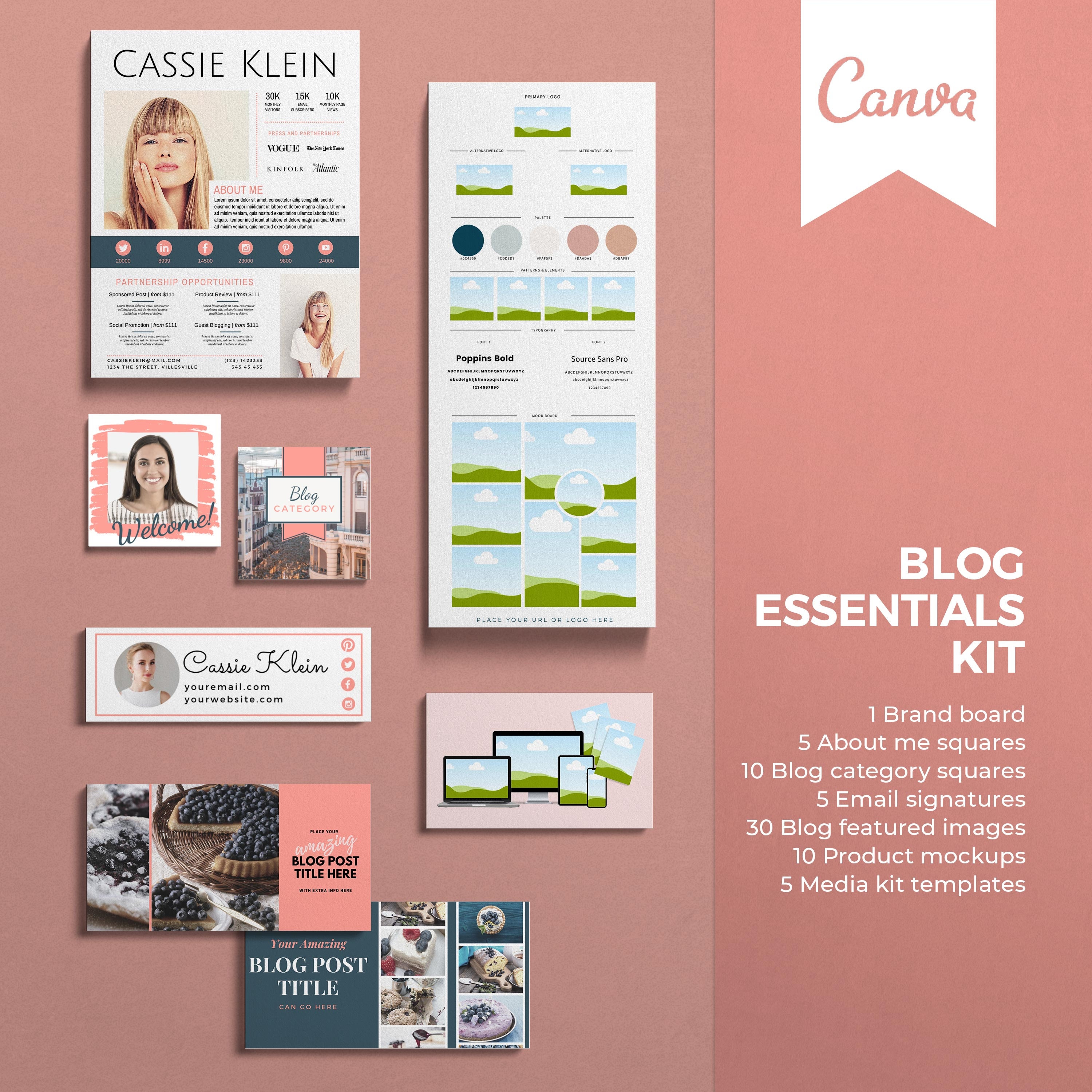 Blogger Template Kit Blog Graphics Template Kit Canva | Etsy UK