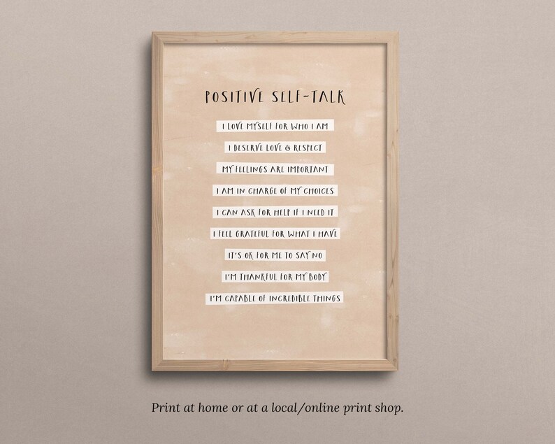Positive Self Talk Poster: Mental Health Printable (digital Download ...