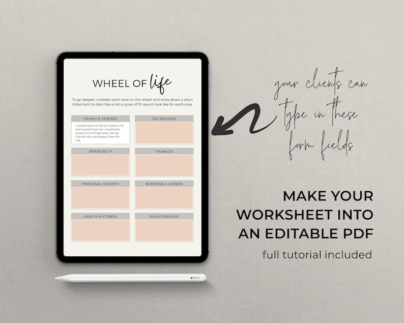 Wheel of Life Worksheet Template Canva Template Life Balance | Etsy
