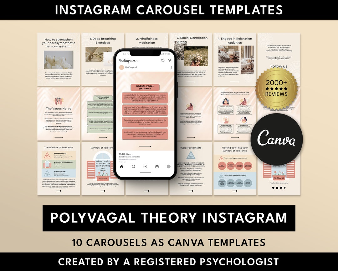 Polyvagal Theory Instagram Carousel Post Canva Templates, Vagus Nerve ...