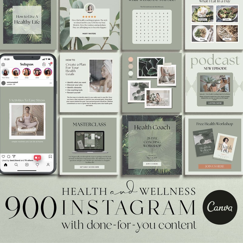 Health and Wellness Instagram Templates - Etsy