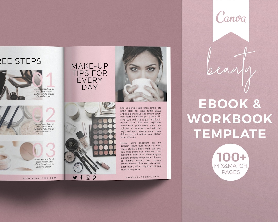 Beauty Blogger Canva Template, Beauty Ebook Template, Makeup Artist ...