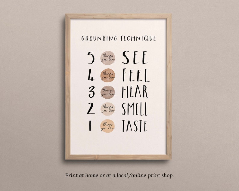 54321 Grounding Technique Poster: Mental Health Art (digital Download ...