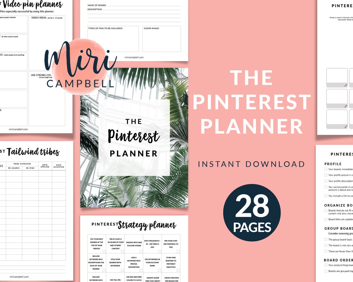 Pinterest Planner Printable Pinterest Strategy Planner - Etsy UK