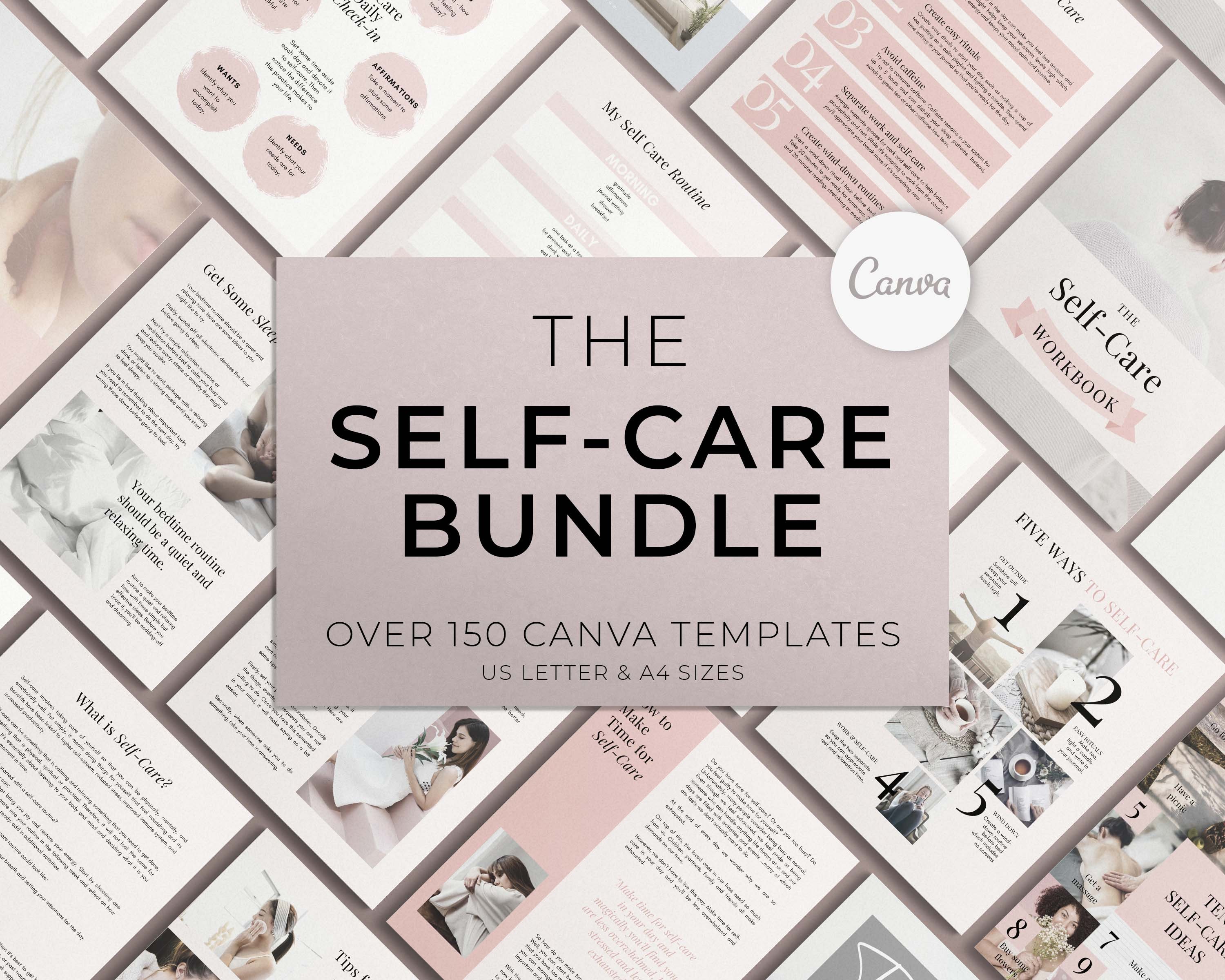 Self Care Canva Template Bundle Self-care Templates Self - Etsy
