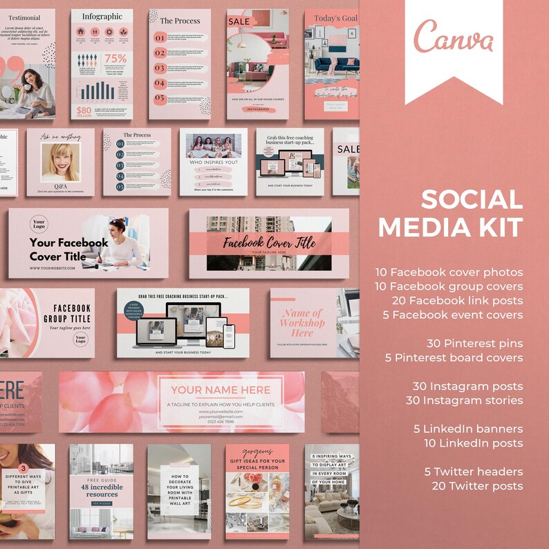 Blogger Template Kit Blog Graphics Template Kit Canva - Etsy UK