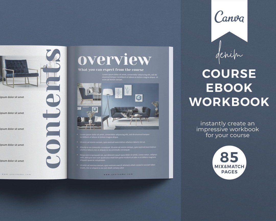 Denim Blue Ebook Template Canva: 85-page Course Workbook (PDF) - Etsy UK